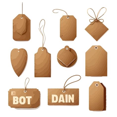 Étiquettes De Prix En Papier Carton Artisanal Réaliste De Différentes