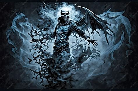 Premium Photo Gothic Horror Picture With Smoke Background And Flying