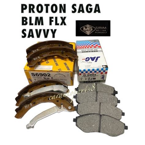 PROTON SAGA BLM FLX SAVVY FRONT REAR BRAKE PAD SHOE SET Lazada