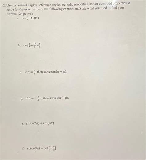 Solved Use Coterminal Angles Reference Angles Periodic