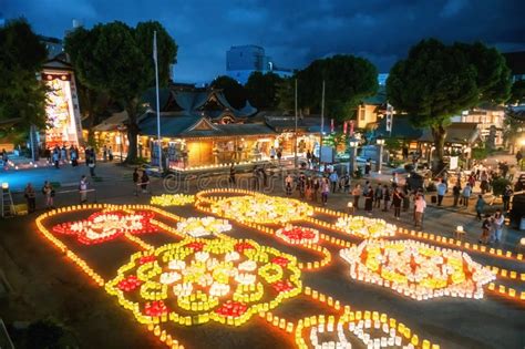 Aerial View Of Hakata Lantern Light Festival At Kushida Shrine Fukuoka