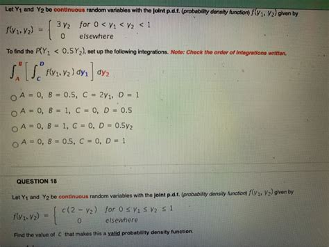 Solved Let Y4 And Y2 Be Continuous Random Variables With The