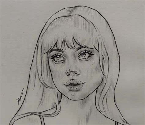 Girl Drawing Sketches Face Sketch Portrait Sketches Art Drawings Sketches Simple Line Art