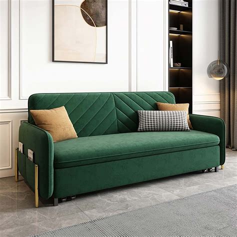 79 King Sleeper Sofa Green Upholstered Convertible Sofa Bed Homary