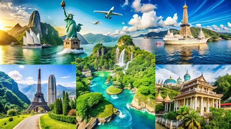 Collage De Monumentos Y Monumentos Famosos En Todo El Mundo Incluyendo La Estatua De La