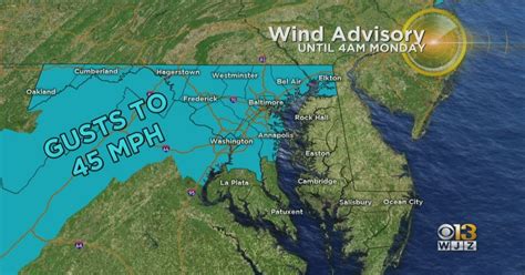 Maryland Weather Wind Advisory Overnight After Severe Storms Moved