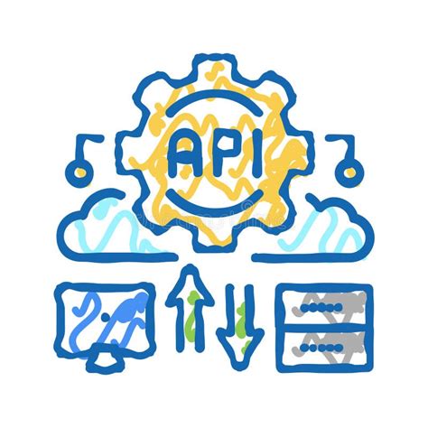 Api Digital Technology Icon Doodle Illustration Stock Vector