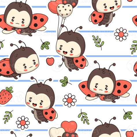 Seamless Pattern With Cute Ladybug Stickers 45878846 Png