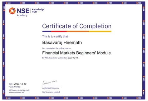 Basavaraj Hiremath On Linkedin Nse Certificate Financial Markets