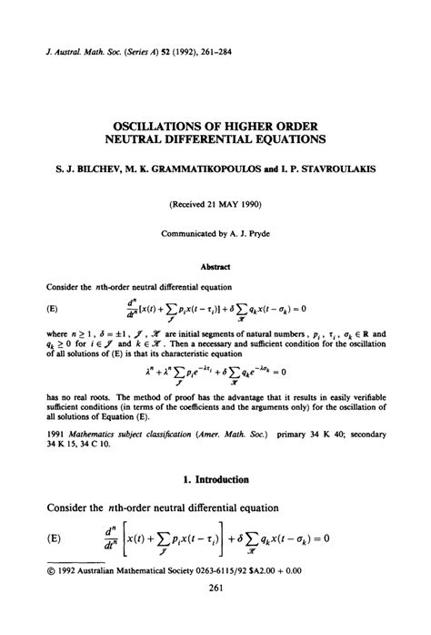 Pdf Oscillations Of Higher Order Neutral Differential Equations