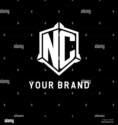 Nc Logo Initial With Shield Shape Design Style Vector Graphic Stock