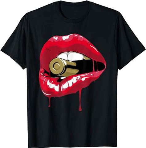 Red Lips Bullet Biting T Shirt
