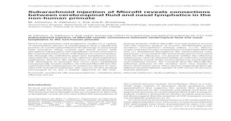 Subarachnoid Injection Of Microfil Reveals Connections Between