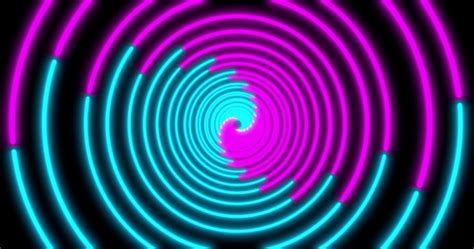 Led 형광 터널네온 서클 배경 자외선 추상 블루 보라색 색상 3d 일러스트레이션 0명에 대한 스톡 사진 및 기타 이미지 0