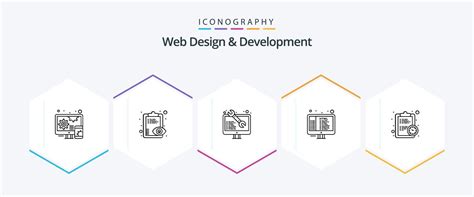 Web Design And Development 25 Line Icon Pack Including Deadline