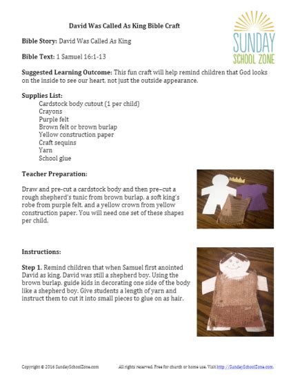 David Was Called As King Bible Craft