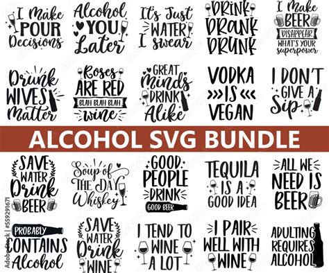 Alcohol Bundle Svg Wine Svg Funny Alcohol Svg Drink Svg Drinking