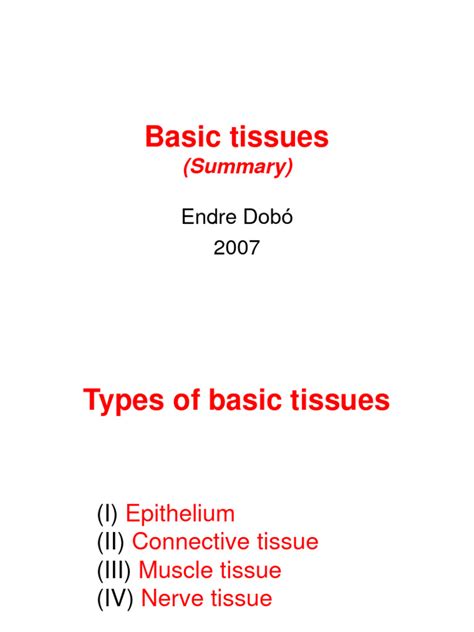 Basic Tissues Pdf Epithelium Connective Tissue