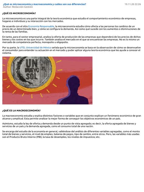 Microeconomía Y Macroeconomía Y Cuáles Son Sus Diferencias Pdf