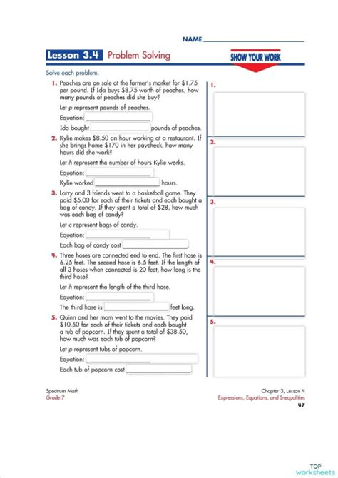 Lesson 1 5 Solving Simple Inequalities 8th Interactive Worksheet Topworksheets
