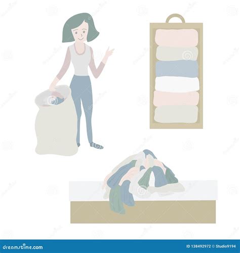 Tidying Up Vector Icon Set Closet Organization Illustration House
