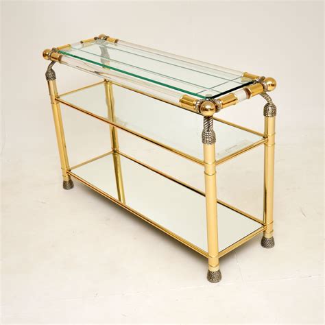 1970s Vintage Lucite And Gold Leaf Console Table By Curvasa