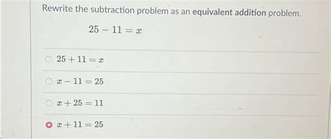 solved rewrite the subtraction problem as an equivalent
