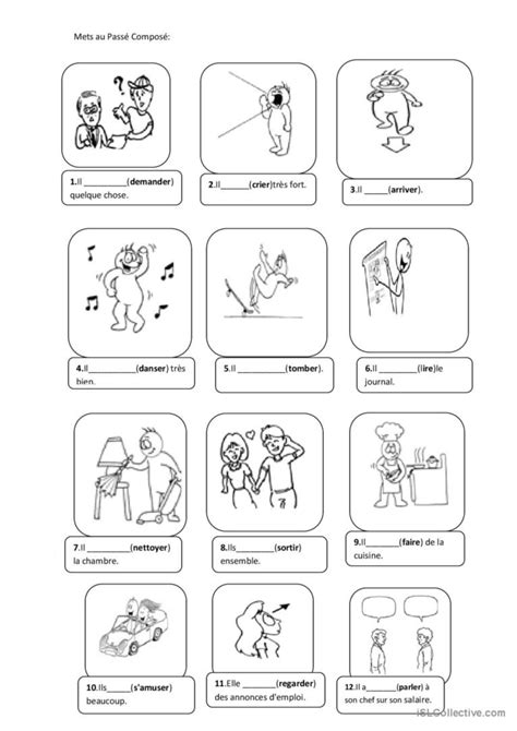 Exercices Passé Composé Español Ele Hojas De Trabajo Pdf And Doc