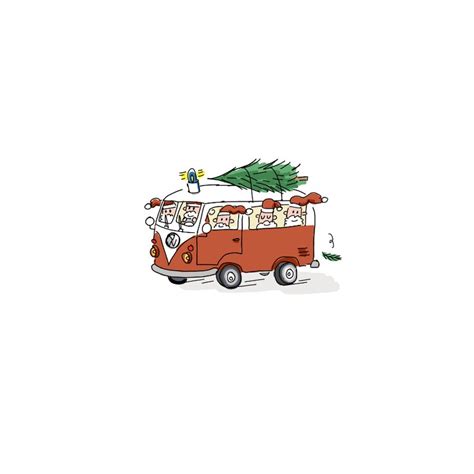 Kerstkaart Vw Busje Met Kerstmannen En Kaartje2go