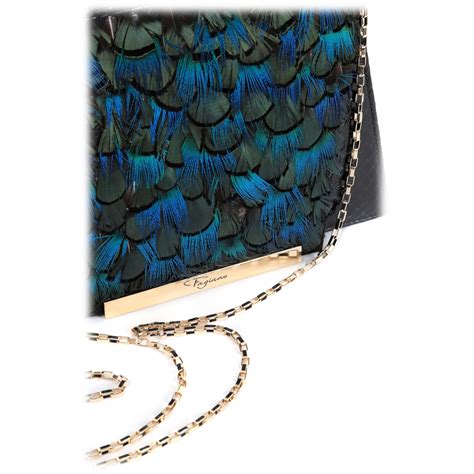 Maison Fagiano Feathers Python Blue Emerald Artisan Bag New