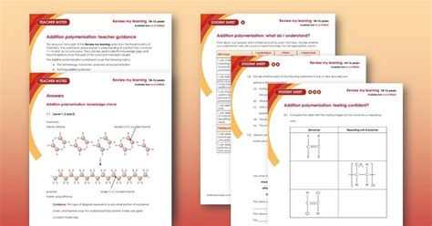 Addition Polymerisation Review My Learning Worksheets 14 16 Years