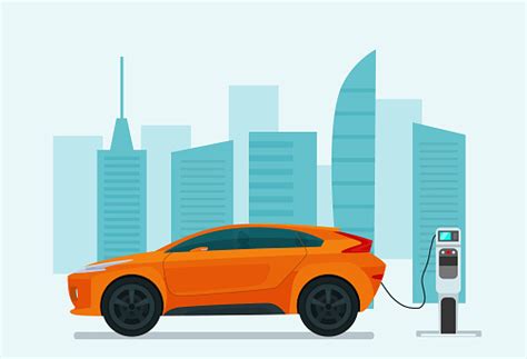 電動緊湊型 Cuv 隔離電動車正在充電側視圖向量平面插圖向量圖形及更多平面設計圖片 平面設計 汽車 軚盤 Istock