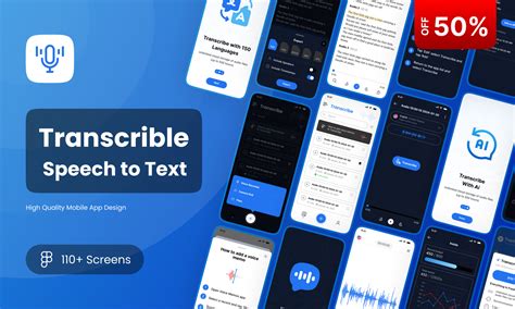 transcrible speech to text app ui kit figma
