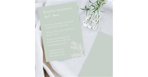 Sage Green Minimalist Wedding Reception Invitation Zazzle