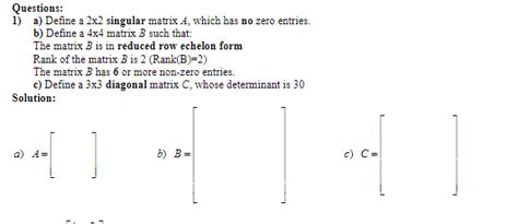 Answered 1 A Define A 2x2 Singular Matrix A Bartleby