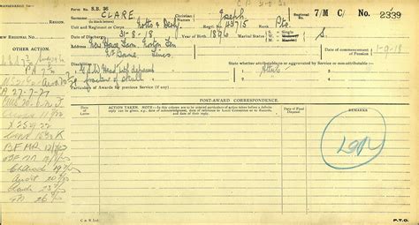 43715 Pte Joseph Clare From Bourne In Lincolnshire Derbyshire Territorials In The Great War