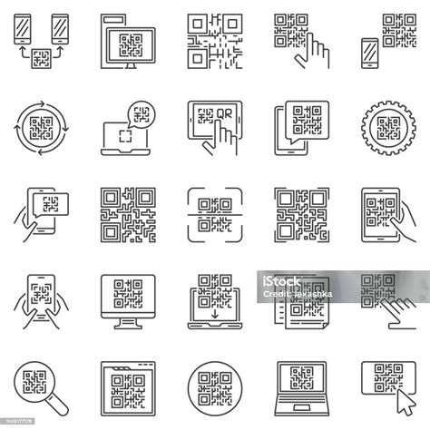 Qr Code Outline Vector Concept Icons Set Stock Illustration Download