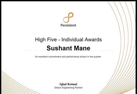 Sushant Mane On Linkedin Awarded Persistentsystems