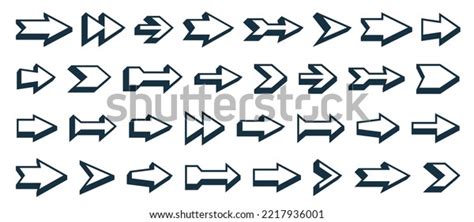 3d Vector Arrows Big Set Single Stock Vector Royalty Free 2217936001