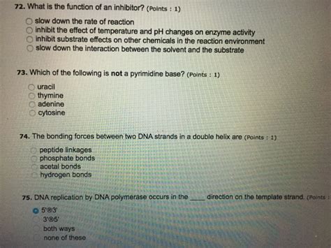 Solved 72 What Is The Function Of An Inhibitor Points 1 Chegg