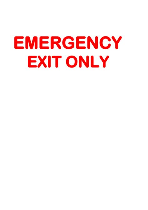 Exit Emergency Exit Only Sign Template Printable Pdf Download