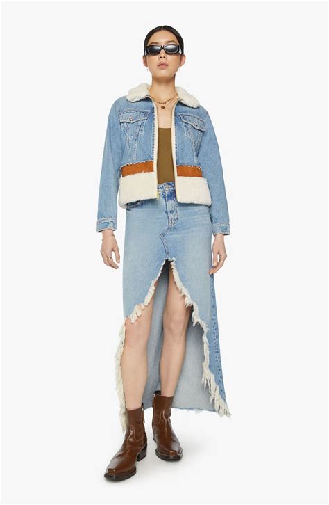 Mother The Cut And Paste Patchwork Faux Shearling Denim Jacket