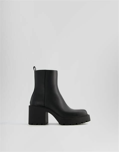 Mens High Heel Square Toe Ankle Boots Men Bershka