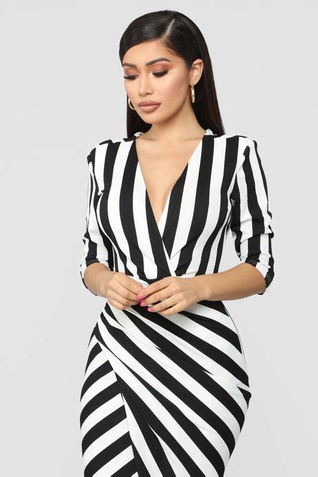 Keep Holding On Stripe Midi Dress Black White Fashion Nova