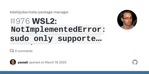 WSL2 NotImplementedError Sudo Only Supported On Linux Issue 976