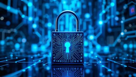 A Futuristic Digital Design Concept Shows A Blue Electronic Padlock