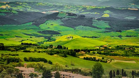 792870 4k Italy Scenery Fields Grasslands Sky Tuscany Spruce