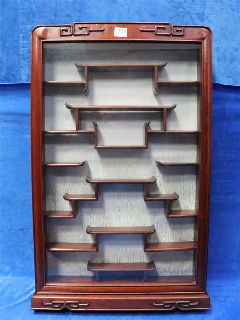 Lot Vintage Chinese Rosewood Wall Hanging Display Case