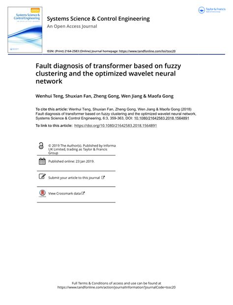 Pdf Fault Diagnosis Of Transformer Based On Fuzzy Clustering And The
