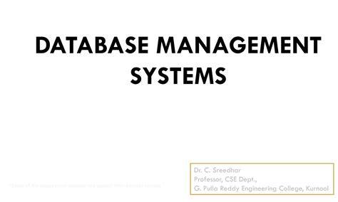 Database Management Systems Lecture Notes Pdf